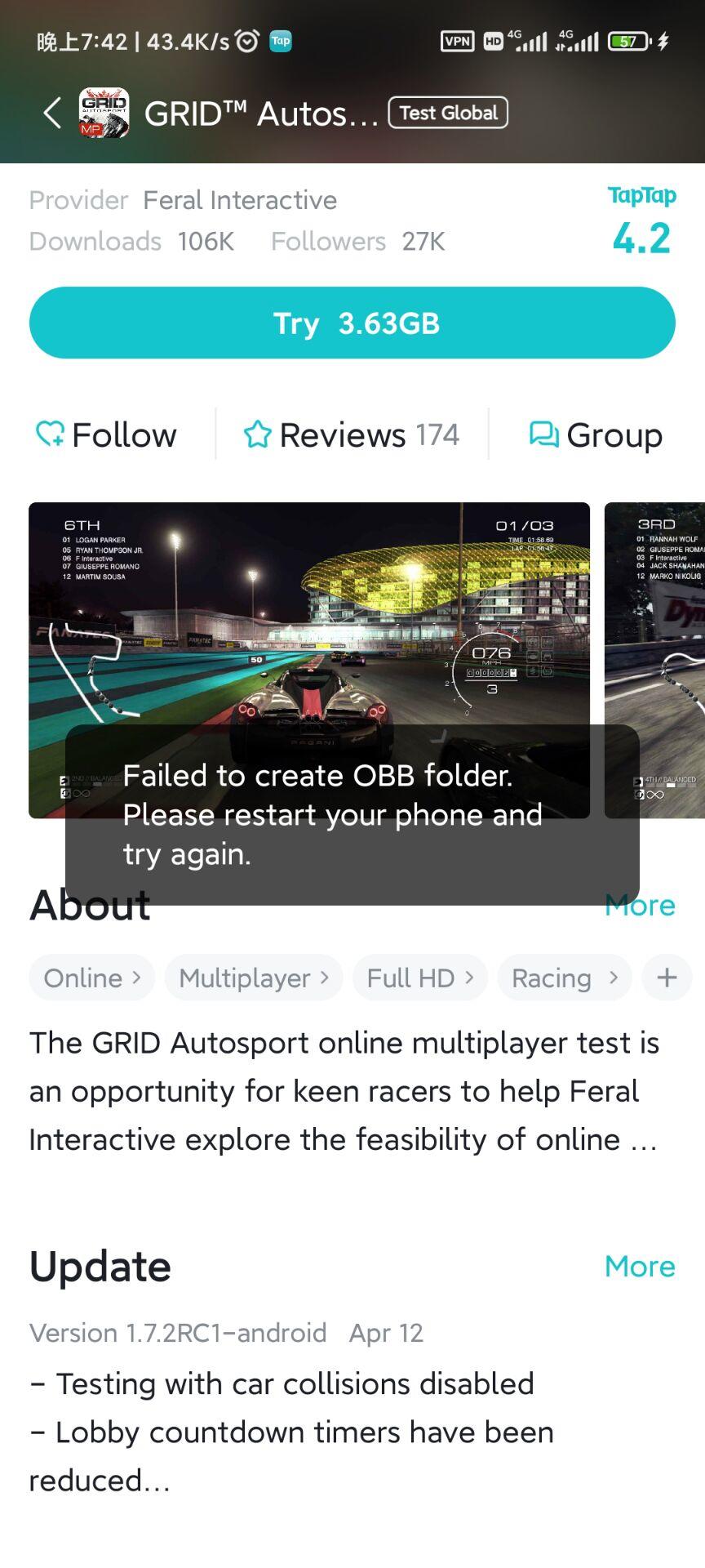 😔 - GRID™ Autosport - Online Multiplayer Test - TapTap