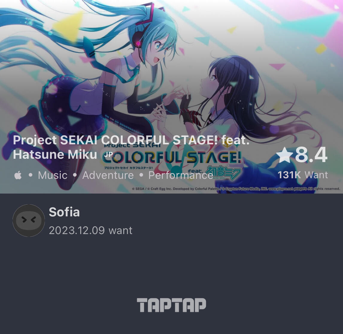 Project SEKAI COLORFUL STAGE! feat. Hatsune Miku - Sofia's Posts - TapTap