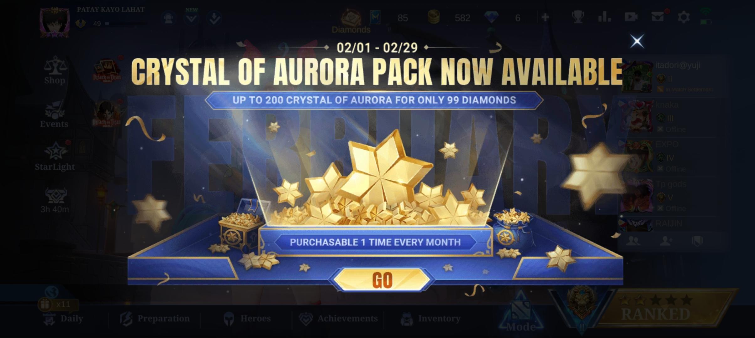 Crystal of aurora in mlbb new update - Mobile Legends: Bang Bang Beta ...