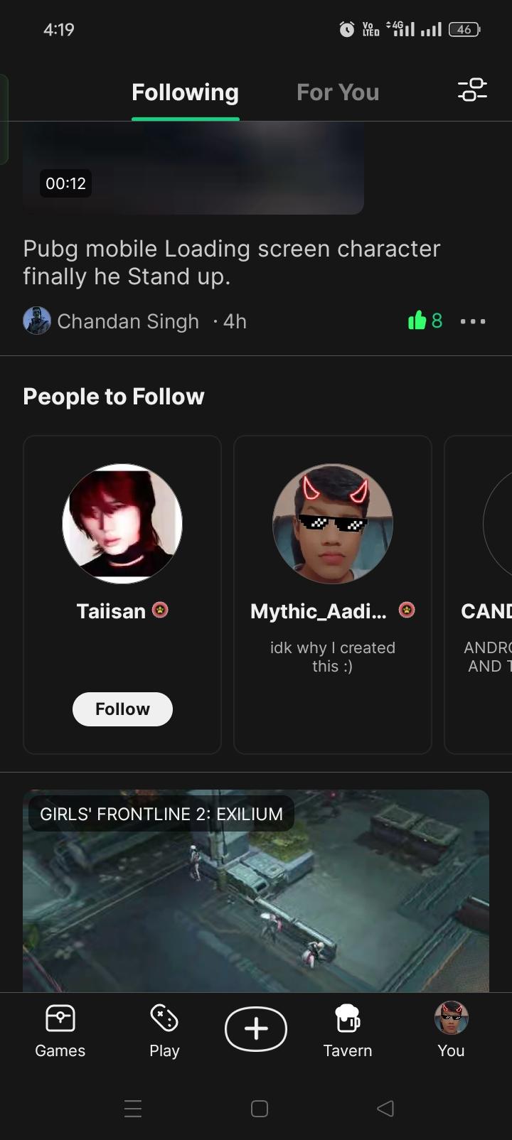 Taptap recommending ME to follow ME, now I know that I am being famous 🥺 - Battlegrounds Mobile ...