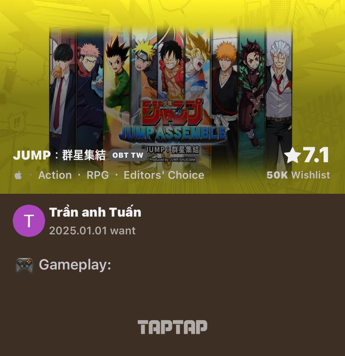 JUMP：群星集結 - Trần anh Tuấn's Posts - TapTap