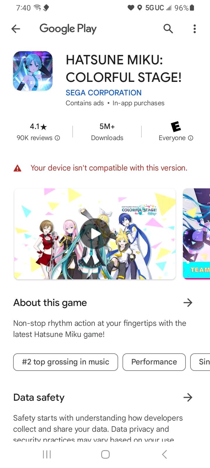 Can't get it on Google Play - HATSUNE MIKU: COLORFUL STAGE! - TapTap