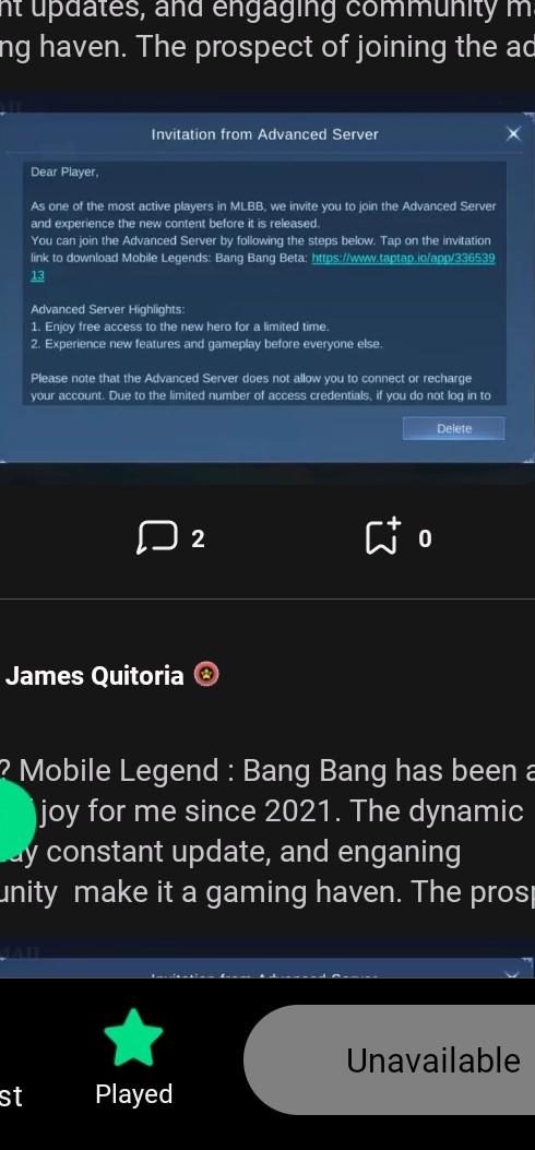 still unavailable 😞 I think it is scam or what - Mobile Legends: Bang Bang Beta - TapTap